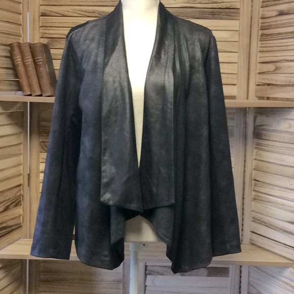 Style & Co. | Jackets & Coats | Black Faux Suede Waterfall Front Jacket ...